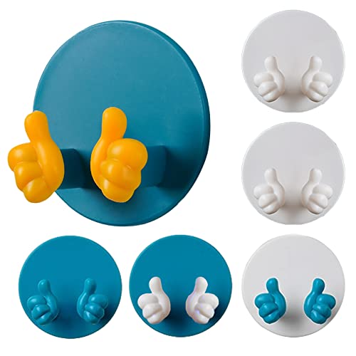 ASWANKA Utility Wall Hooks, Plug Storage Hooks, Damage Free Adhesive Wall Hooks for Hanging, Wall Hangers Without Nails for Hanging in Living Spaces, Kitchen, Bathroom, 6pcs Mixed
