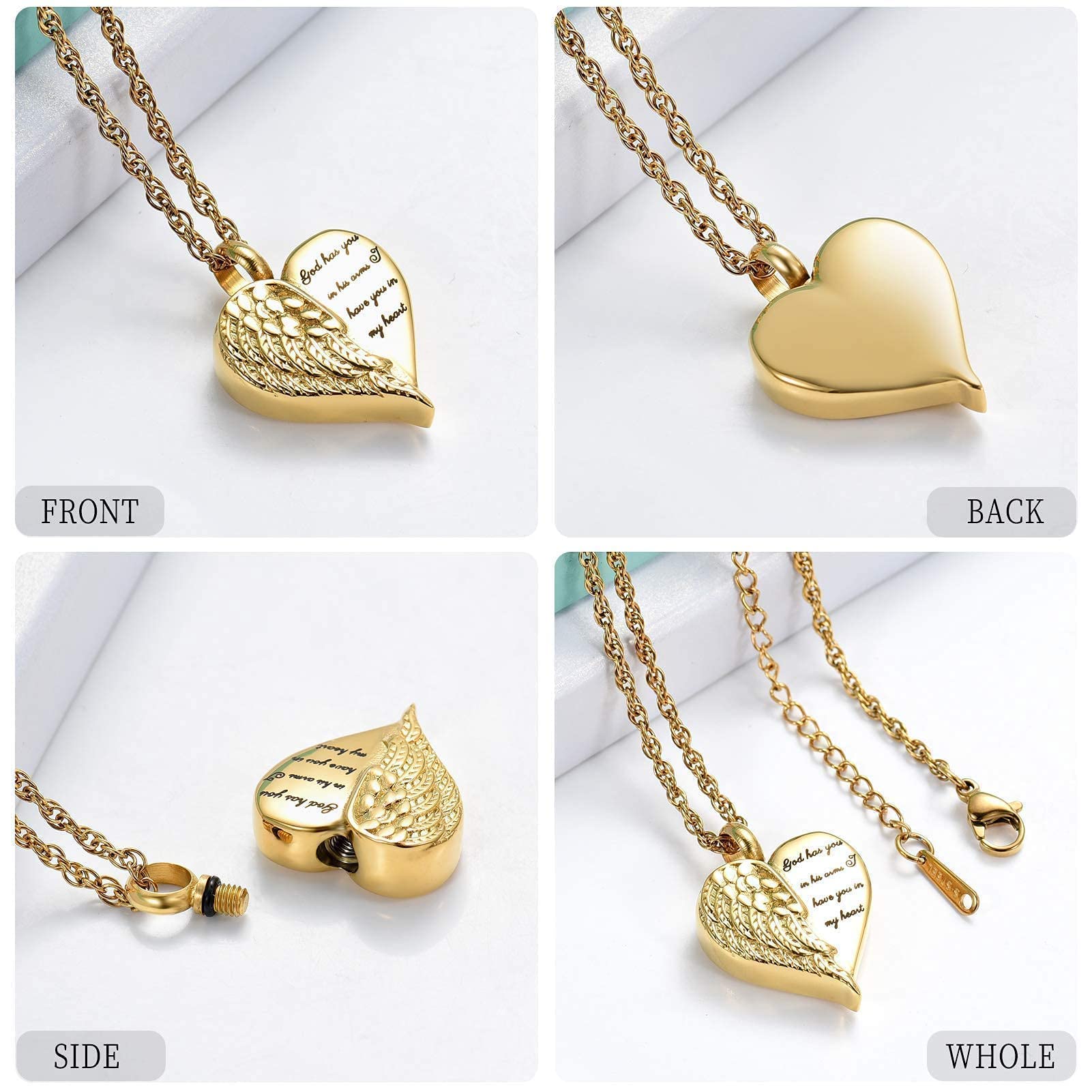 2PCS Cremation Jewelry Heart Horn Urn Necklaces for Ashes for Women Men
