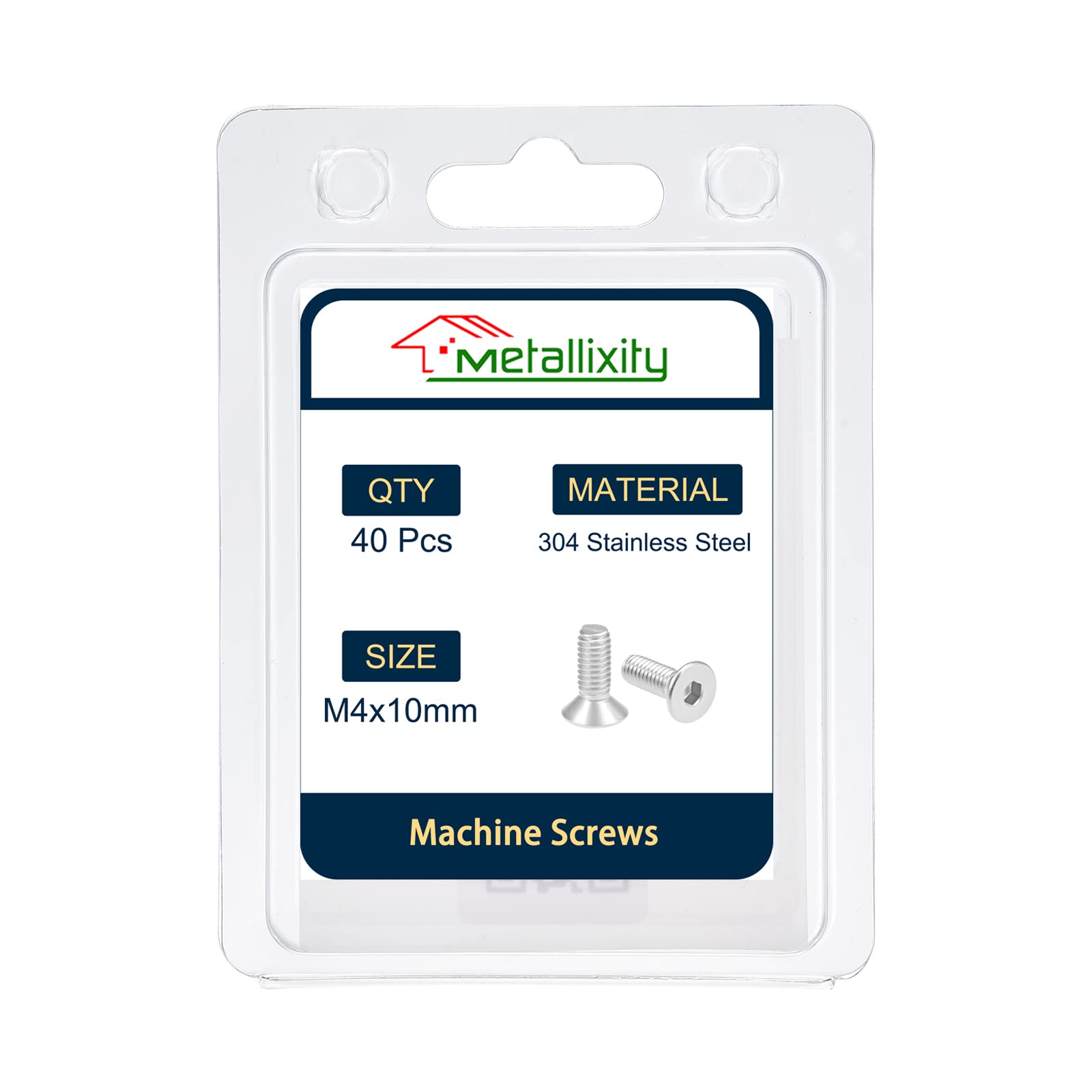 uxcell M4x10mm Flat Head Machine Screws Inner Hex Screw 304 Stainless Steel Fasteners Bolts 40Pcs