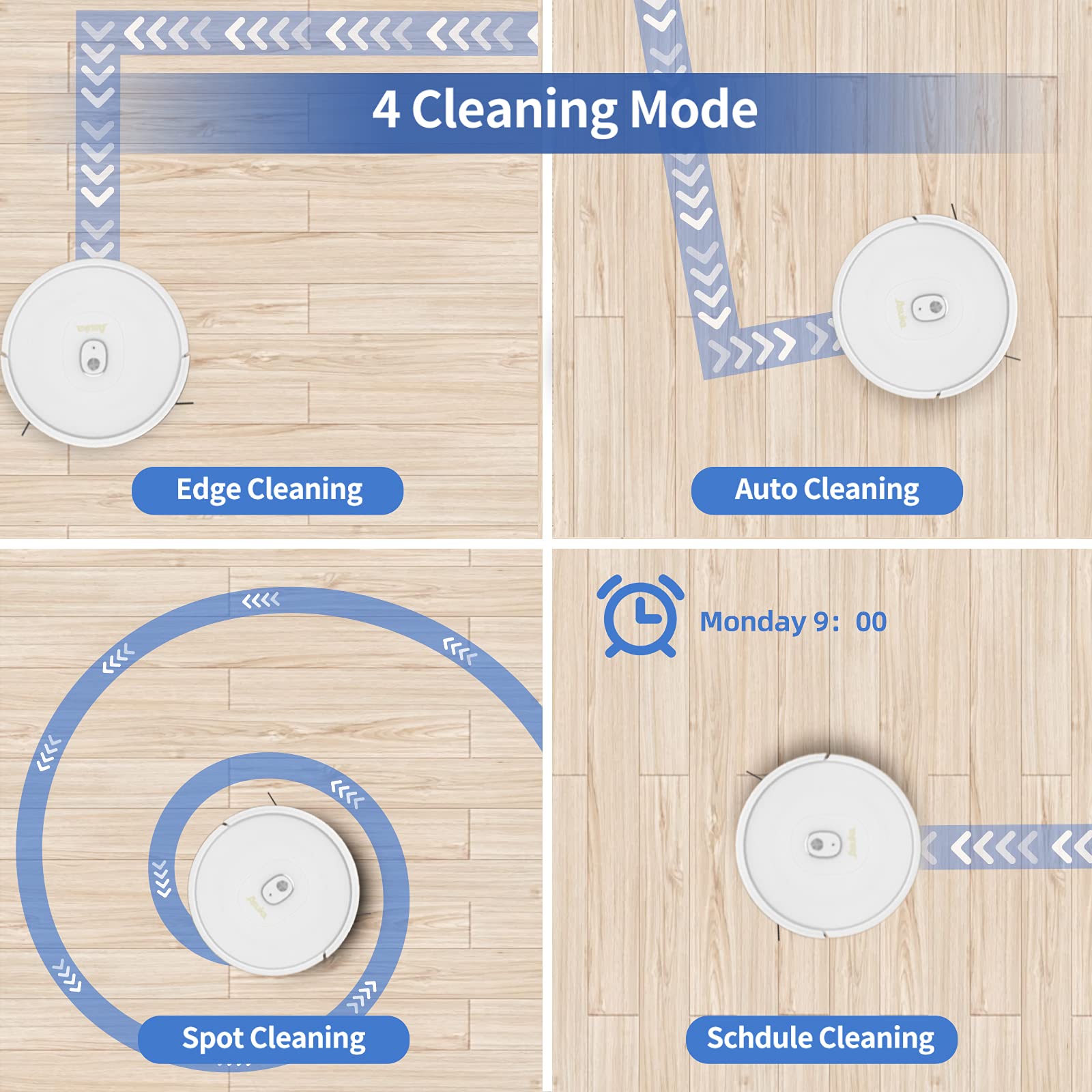 Asuka Robot Vacuum Cleaner S1 - Quite Robotic Vacuum Cleaner No-Go Areas 2000Pa Slim Design Robot Vacuums Carpets Boost Intellect Self-Charging Vacuum Cleaner for Pet Hair- White