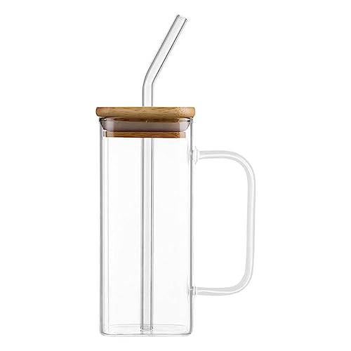 400ml Square Glass Cup With Lid And Straw Transparent Coffee Cup Cup Drinking Mocha Juice Wine Milk O6j7 Bubble C Beer Glass Tea