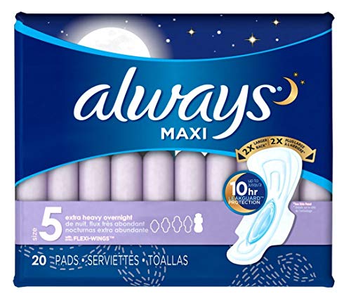 Always Pads Maxi Size 5-20 Count X-Tra Heavy Overnight (2 Pack)