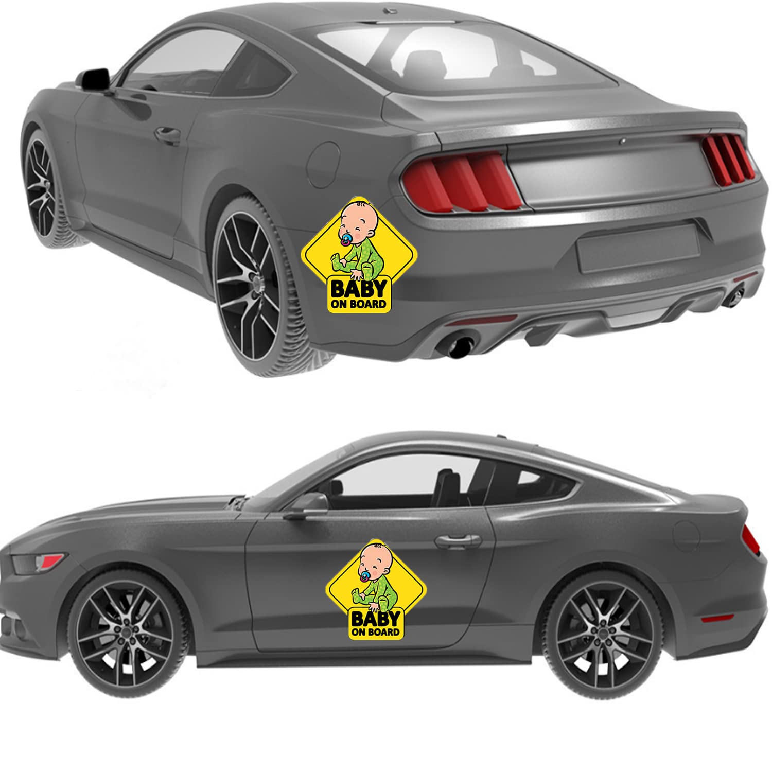 4 Pack Baby On The Car Sign Stickers,PET Material Stickers,Easy to Apply and Remove Handicap Stickers 5.5inchX5.5inch