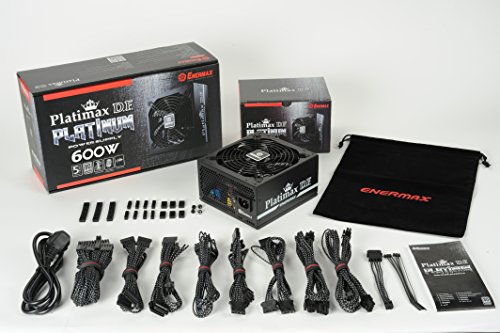 Enermax Platimax D.F. 80+ Platinum Certified Full Modular 600W Power Supply with Amazing DFR Technolohy, Individually Sleeved Cable and 13.9cm Twister Bearing Fan, EPF600AWT,black