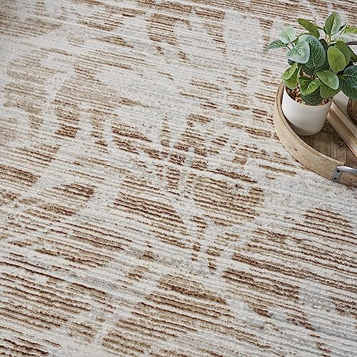 Inspire Me! Home Décor Iliana Modern Ivory Grey with Gold Accents 5'3" x 7'3" Area Rug, EasyCleaning, Non Shedding, Bed Room, Living Room, Dining Room, Kitchen (5x7)