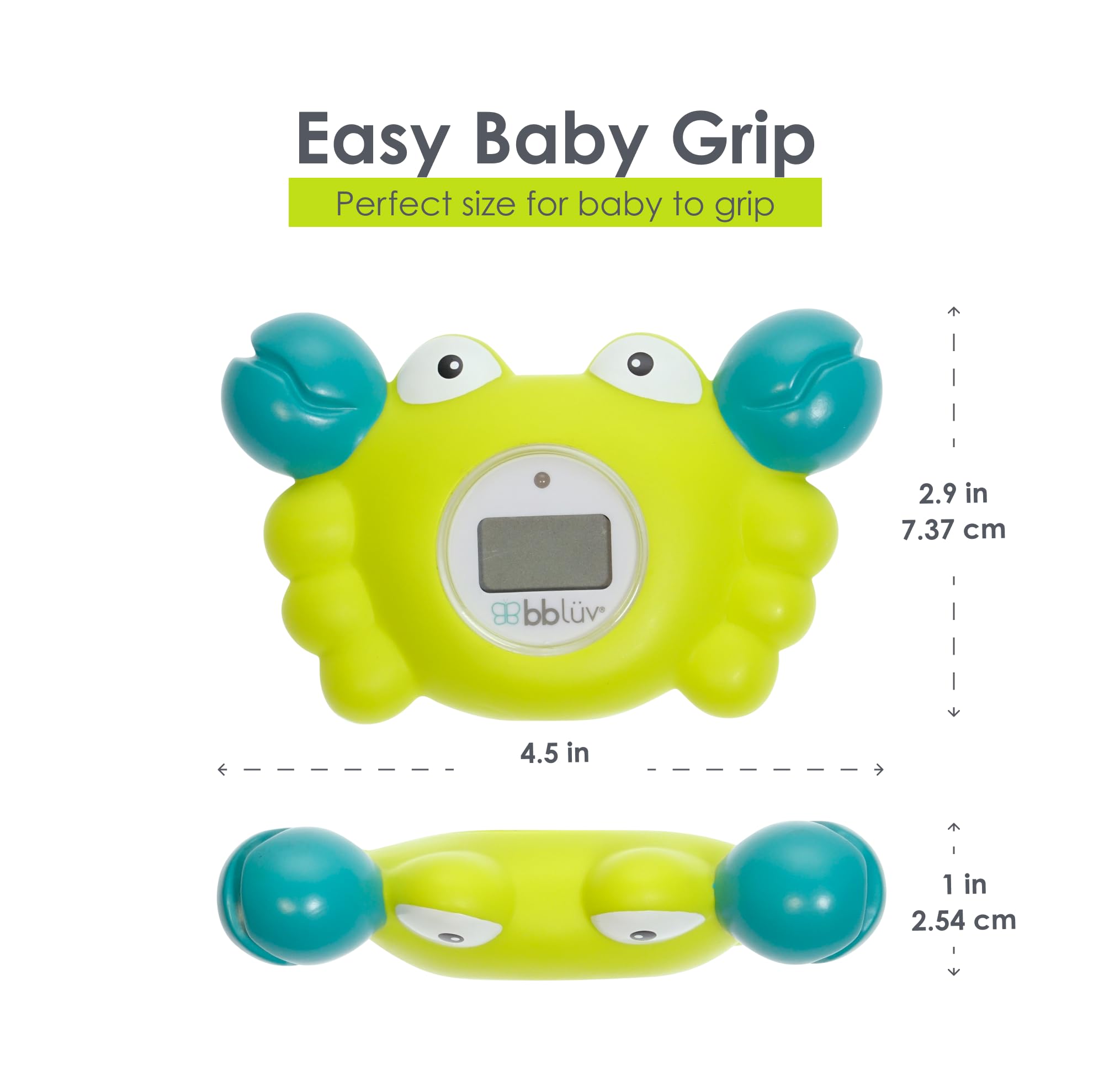 bblüv Kräb | 3-in-1 | Baby Bath Thermometer | Floating Baby Water Thermometer & Room Thermometer | Bathtime Toy for Accurate Celsius Measurement
