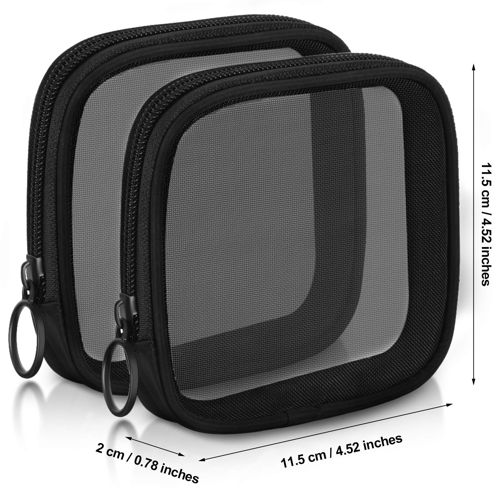 Weewooday 4 Pcs Mesh Makeup Bag Mesh Cosmetic Bag Travel Toiletry Pouch with Zipper Mini Makeup Cosmetic Purse for Daily Accessory (Pink,Small)(Small,Black)