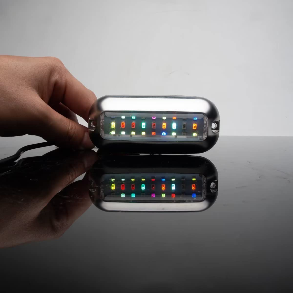 2PCS Waterproof Marine boat Lights, 7 Colors 27 LEDs Underwater Lighting Boat Transom Navigation Lights Drain Plug Lights Courtesy Lamp Deck Lights for Cruise Ships, Yachts, Sailboat