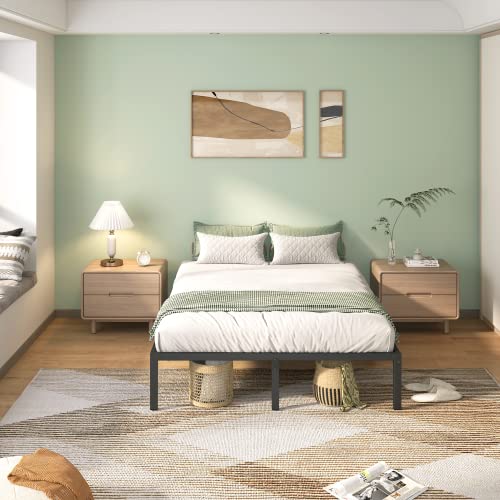 FEMOND Queen Bed Frame, 14 Inch Metal Bed Frame Platform with Storage, Noise Free, Heavy Duty Steel, No Box Spring Needed, Anti-Slip, Easy Assembly (Max Load: 2500lb)