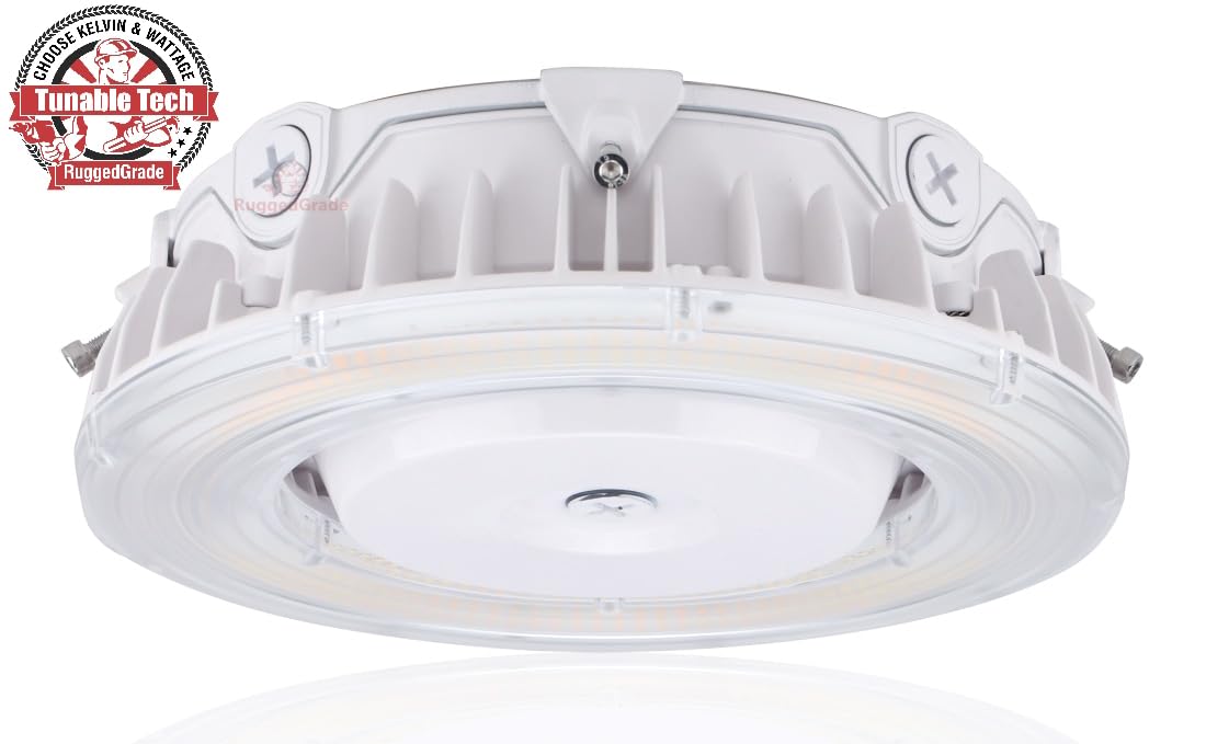 RuggedGrade Color Selectable 30K/40K/50K - Radium II Series - 8,200 Lumens - 55 Watt - LED Canopy Light - White Housing - DLC Premium 5.1