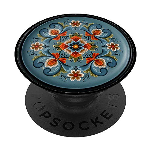 Norwegian Folk Art Rosemaling PopSockets PopGrip: Swappable Grip for Phones & Tablets