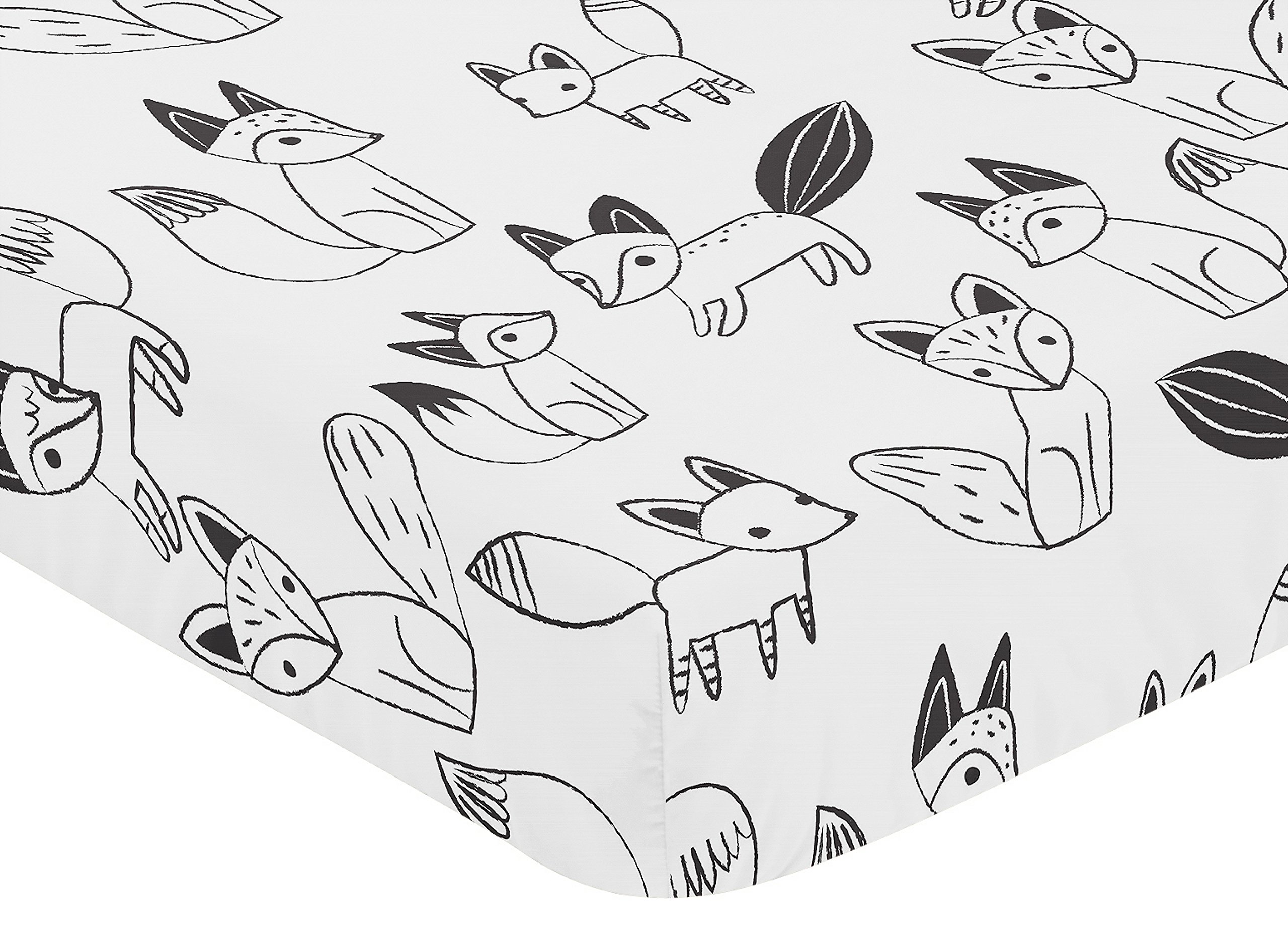 Fitted Crib Sheet for Black and White Fox Collection Baby/Toddler Bedding Set Collection