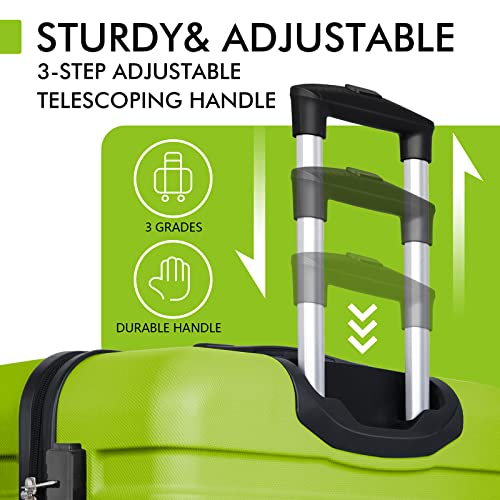 AnyZip Luggage Sets 3 Piece PC ABS Hardside Lightweight Suitcase with 4 Universal Wheels TSA Lock Carry On 20 24 28 Inch Apple Green