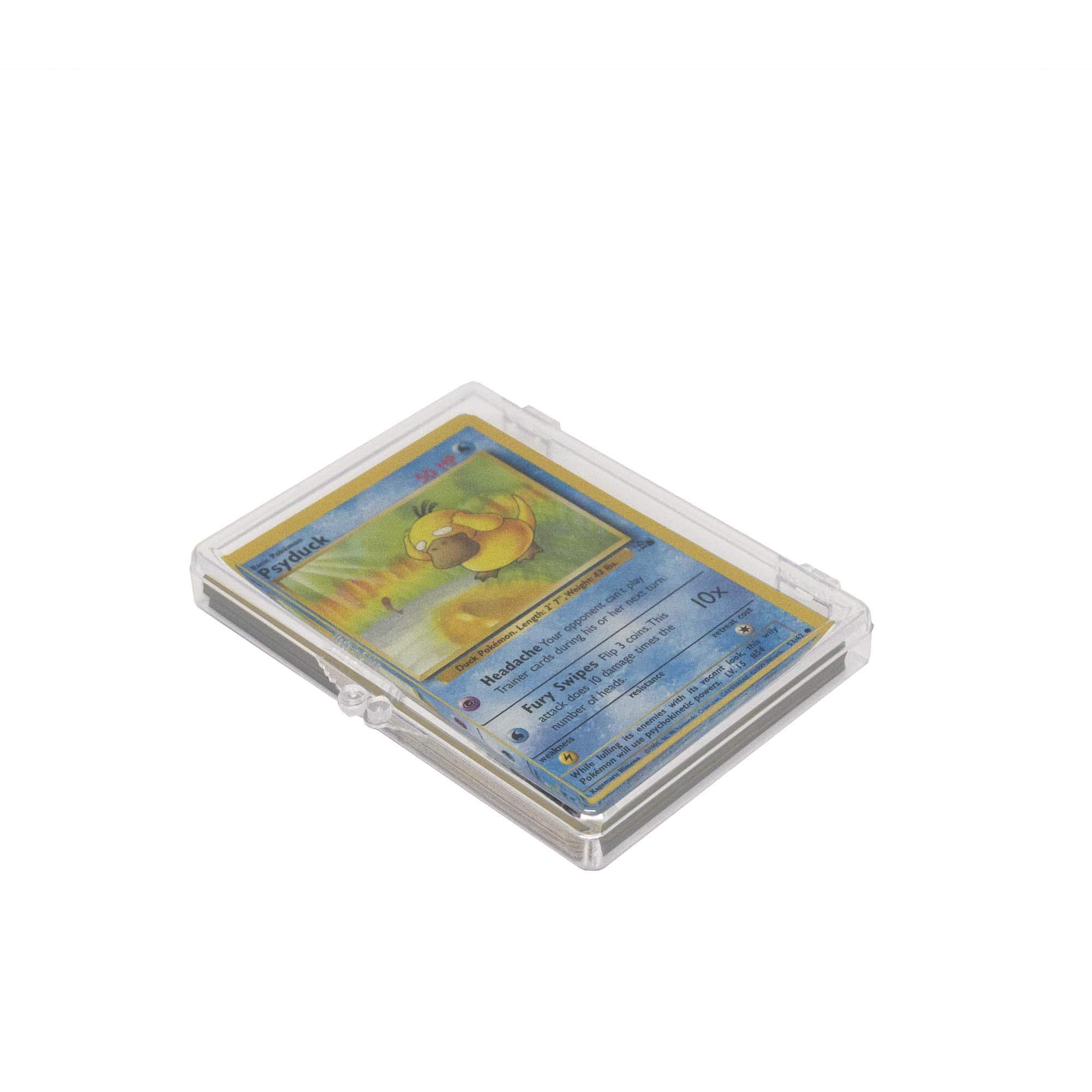 BCW Hinged Trading Card Box - 25 Count (Pack of 10) | Clear Plastic Card Storage Box with Snap Lock for Baseball, Pokemon, MTG & Business Cards | Durable Plastic Card Case for Display & Protection