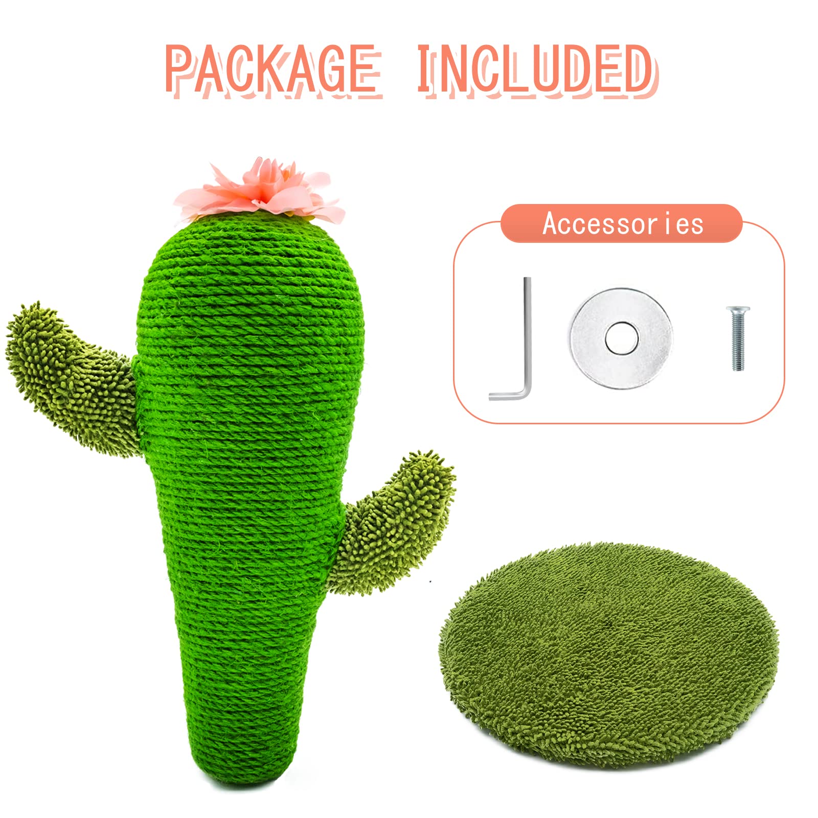 LIFLIX Cactus Cat Scratching Post, 17'' Cute and Fun Sisal Cat Scratcher for Indoor Cats and Kittens