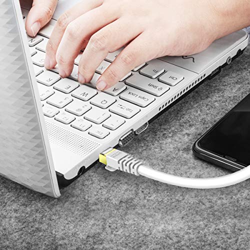 KASIMO CAT 8 Ethernet Cable 3 FT, Cat8 Internet Cable 40Gbps with RJ45 Gold Plated Connector SFTP, High Speed Gaming LAN Patch Cable, Compatible with Cat5/Cat6/Cat7, White (White, 3FT 1 Pack)