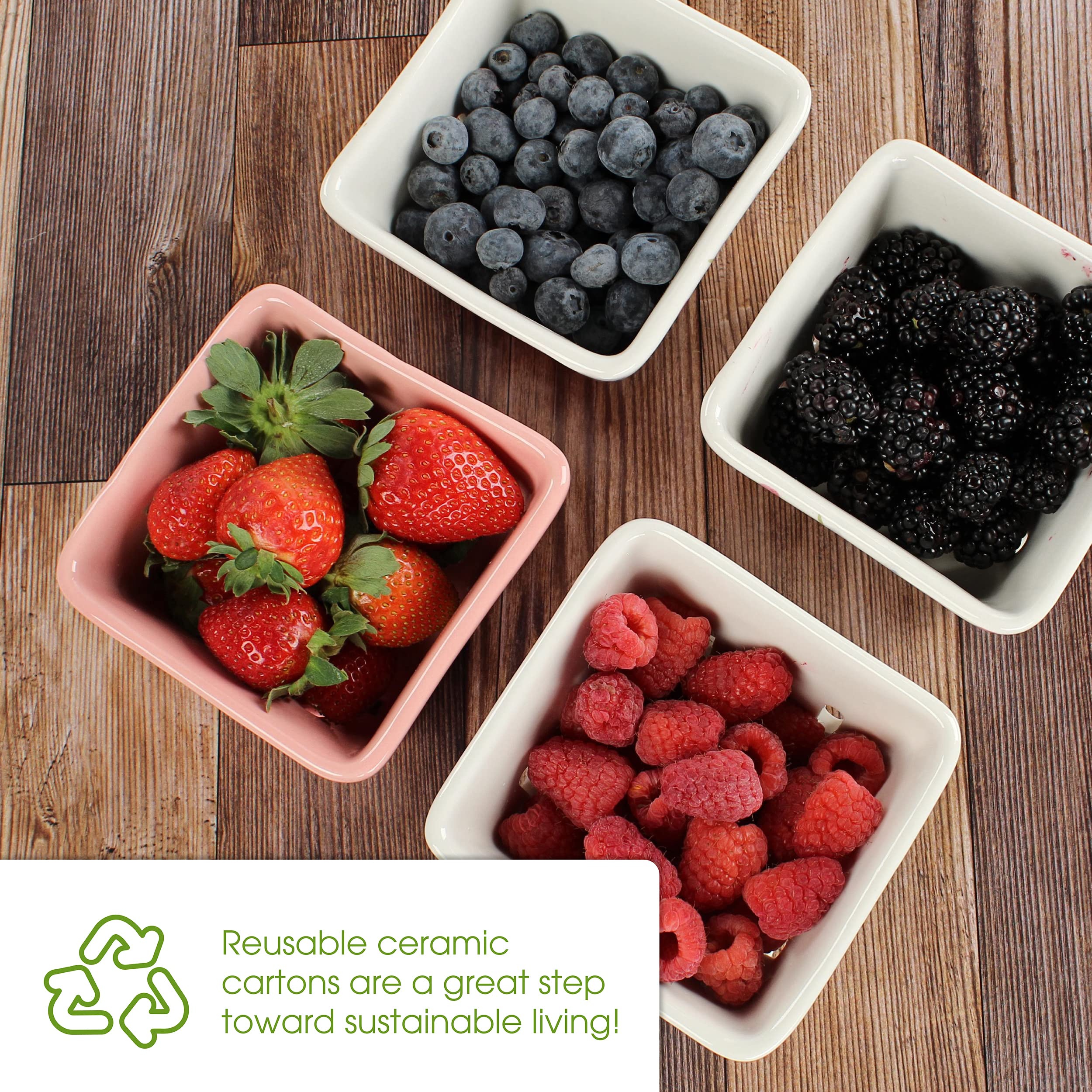 7Penn Ceramic Berry Basket Colander Fruit Bowl, Set of 4 - Decorative Ceramic Fruit Carton for Produce Storage