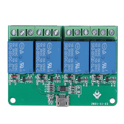 4 Channel Relay Module, Send Serial Commands USB Relay Expansion Board Overcurrent Protection Intelligent Control for PC