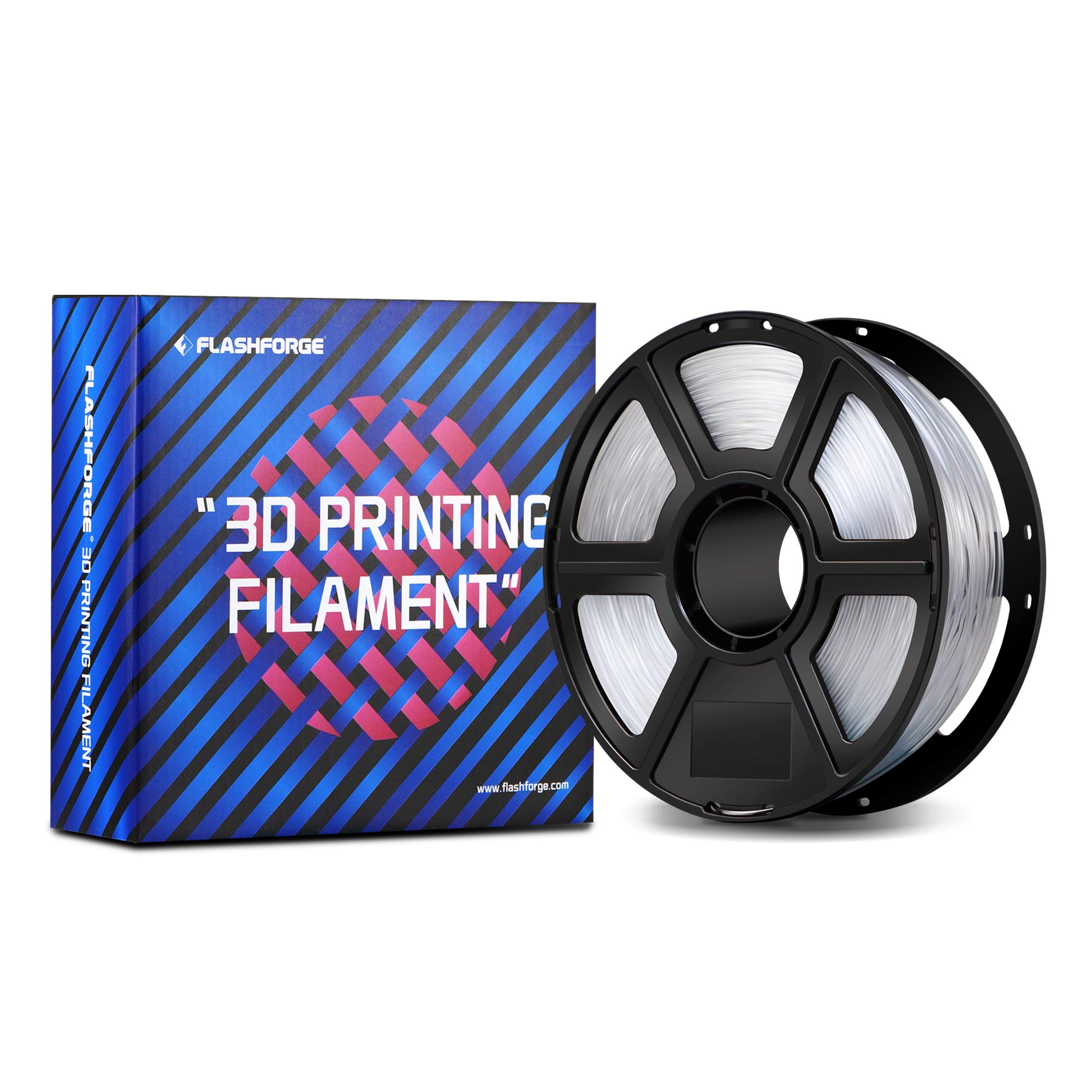 FLASHFORGE PETG 3D Printer Filament, 1.75mm (Clear/Natural Color), 1kg Spool (2.2lbs), Guaranteed Fresh, Dimensional Accuracy +/- 0.02mm, Tangle-Free, Fits Most FDM Printers [Risk-Free]