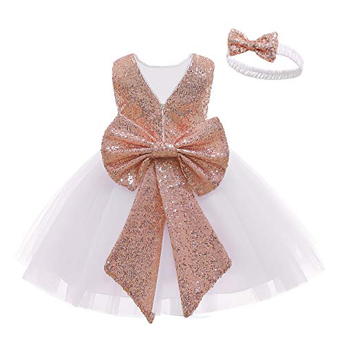LZH Flower Girl Dress Baby Toddlers Sequin Dress Tutu Kids Party Dress Bridesmaid Wedding Gown