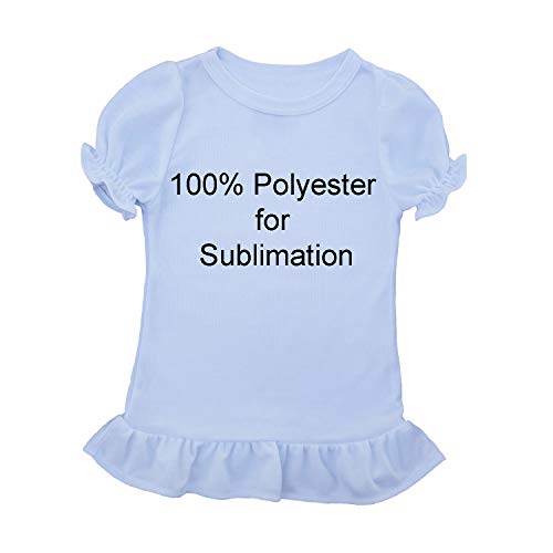 Kate's Craft Store Blank Sublimation Tee T-Shirt for Girls, Toddlers, Baby. 100% Polyester. Boutique Ruffle Hem, Ruffle Sleeves. 2 Pack. (6T) White