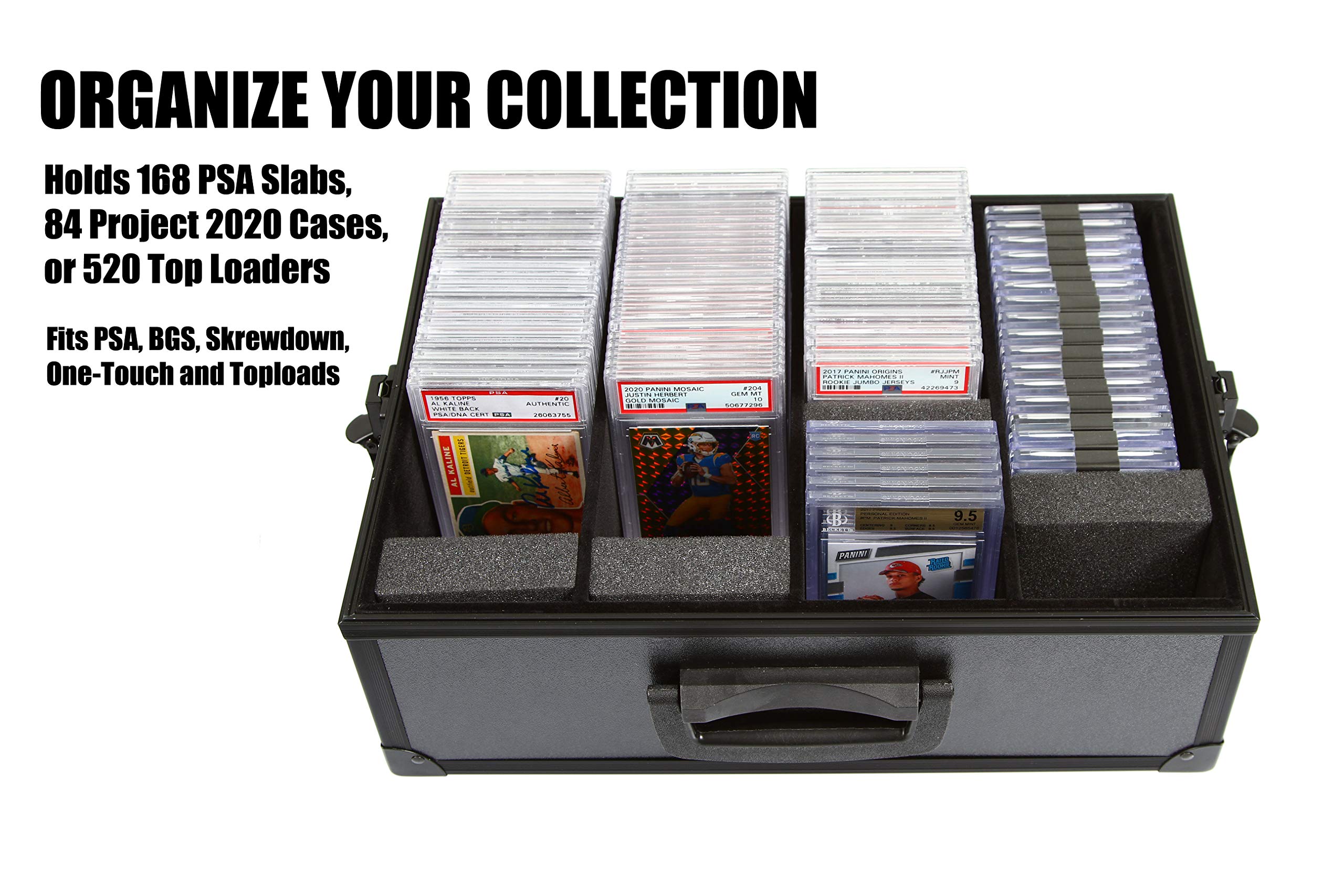 2TUFF Graded Card One-Touch and Screwdown Sports Card Case - Fits PSA and BGS Graded Slabbed Cards One Touch Screw Down Cases - 4 Slots with Lockable Latch