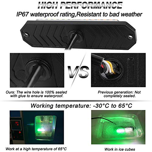 ASPL 8pcs Sync Feature Ultra Slim 12-LED Surface Mount Flashing Strobe Lights for Truck Car Vehicle LED Mini Grille Light Head Emergency Beacon Hazard Warning lights (Green/White)