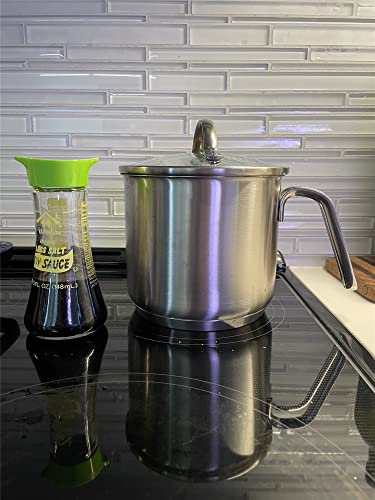 8 Cup Saucepan With Glass Lid,1.5QT Multipurpose Small Pasta Pot with Insert Steamer Basket for Boiling Sauce, Gravies, Pasta, Noodles