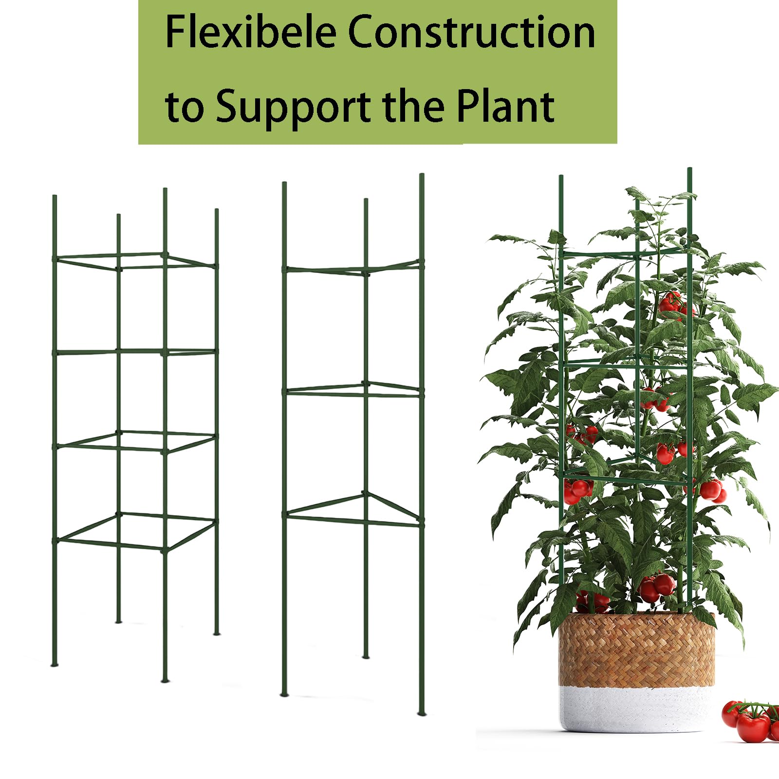 36PCS Plant Stake Arms for Tomato Cage,Expandable 11.8" Plant Supports Trellis Connector Clips for 11mm Garden Plants Stakes Stand Outdoor/Indoor