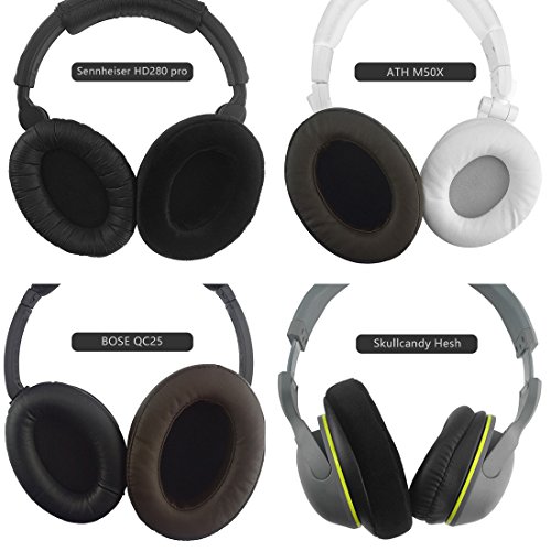 Geekria Comfort Velour Replacement Ear Pads for Sony SteelSeries Arctis Turtle Beach Skullcandy HyperX and Other Large or Mid-Sized Over-Ear Headphones Earpads Ear Cushion (Black)