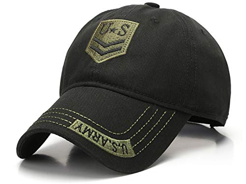 Anna-Kaci Women Men US Army Veteran Military Embroidered Baseball Dad Cap, US Black, One Size