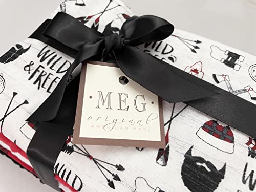 Wild + Free Baby Boy Burp Cloth Set of 5, MEG Original, Buffalo Plaid Woodland 104