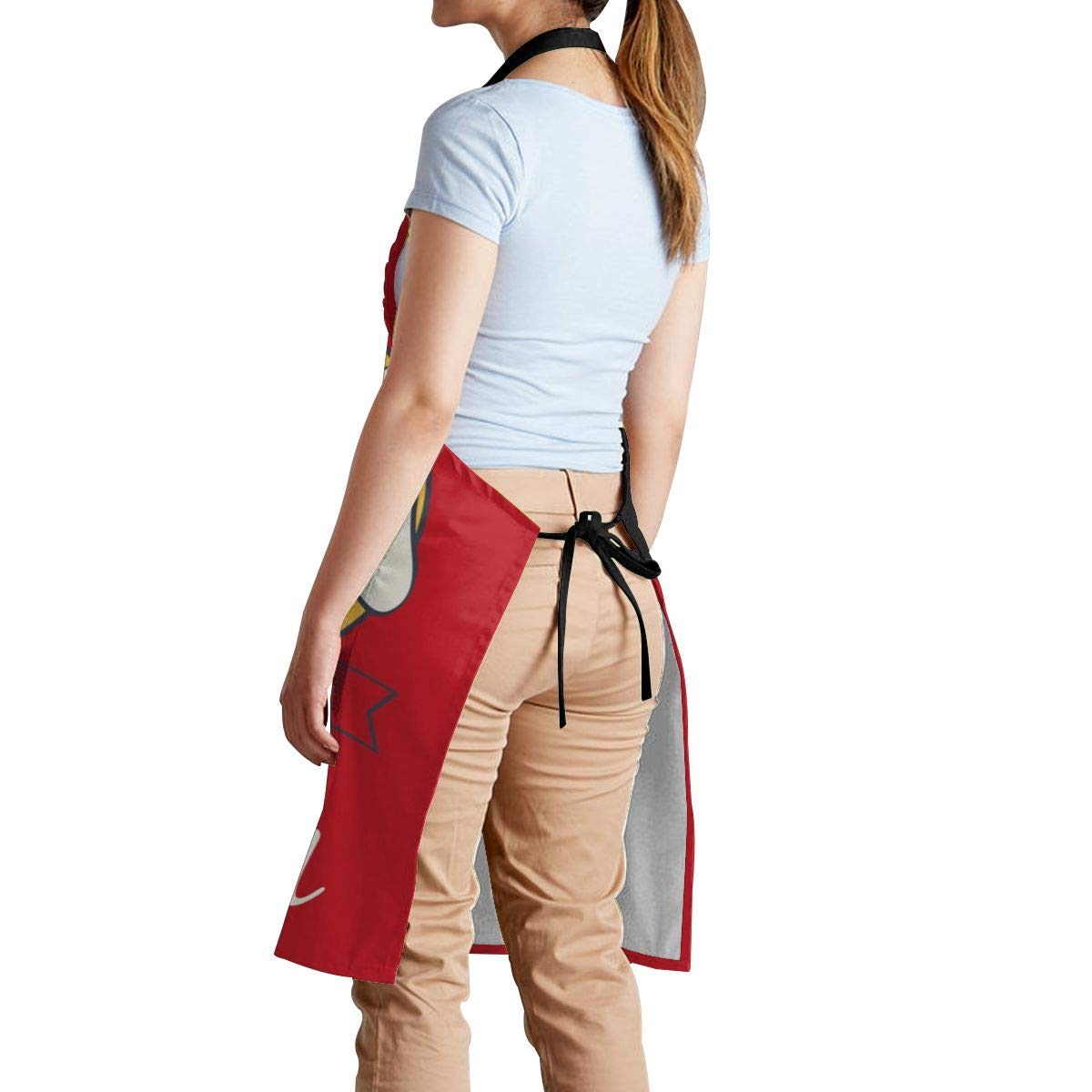 Abucaky Cartoon Pizza Chef Funny Waterproof Apron for Adults Chef Bib With Roomy Pocket for Kitchen BBQ Crafting Drawing