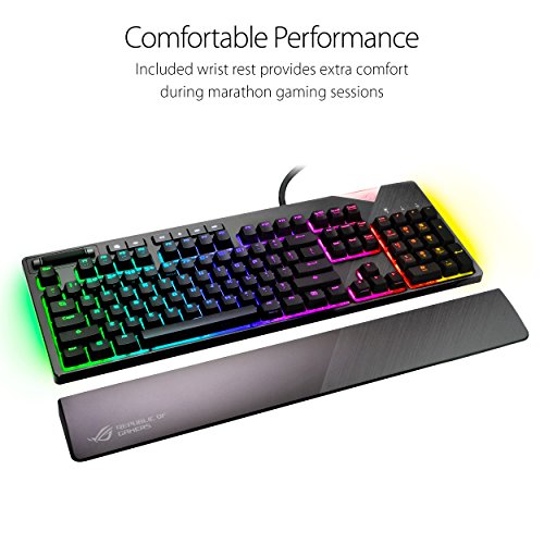 ASUS ROG Strix Flare (Cherry MX Brown) Aura Sync RGB Mechanical Gaming Keyboard with Switches, Customizable Badge, USB Pass Through and Media Controls