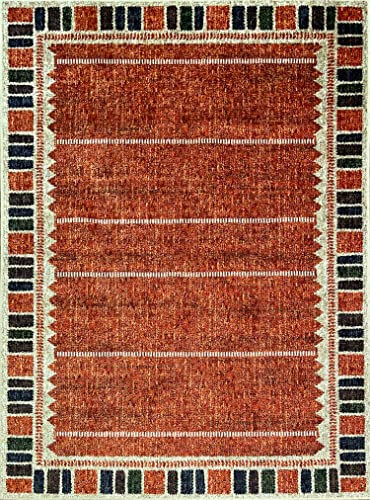 AK RUGS Contemporary Printed Area Rug Gloria Collection Living Room Kitchen Hallway Rug (Orange, 6' x 9')