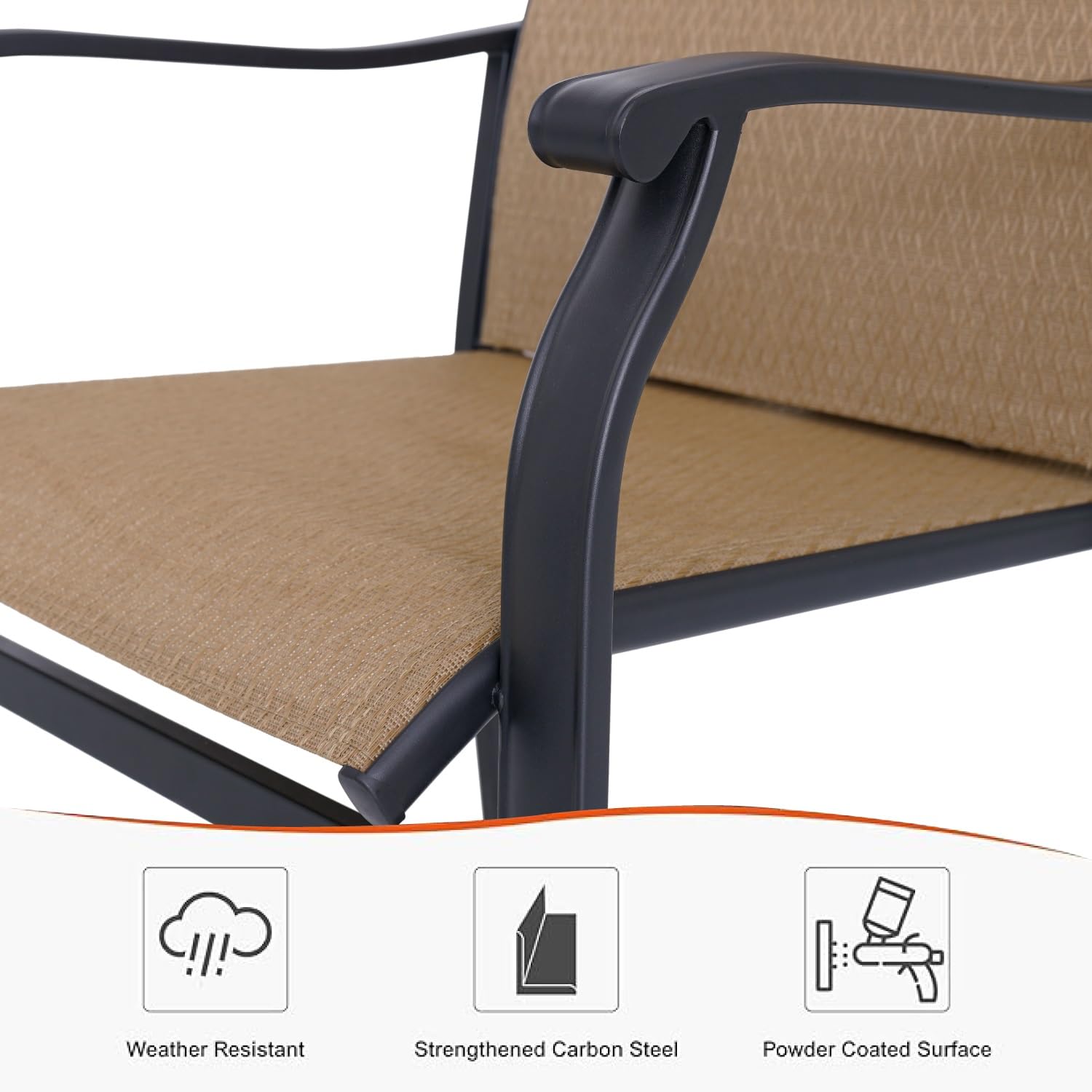 Nixtopia Patio Dining Chairs High Back Outdoor Chairs Set of 2 with Metal Frame, Armrest and Textilene Support - Grey