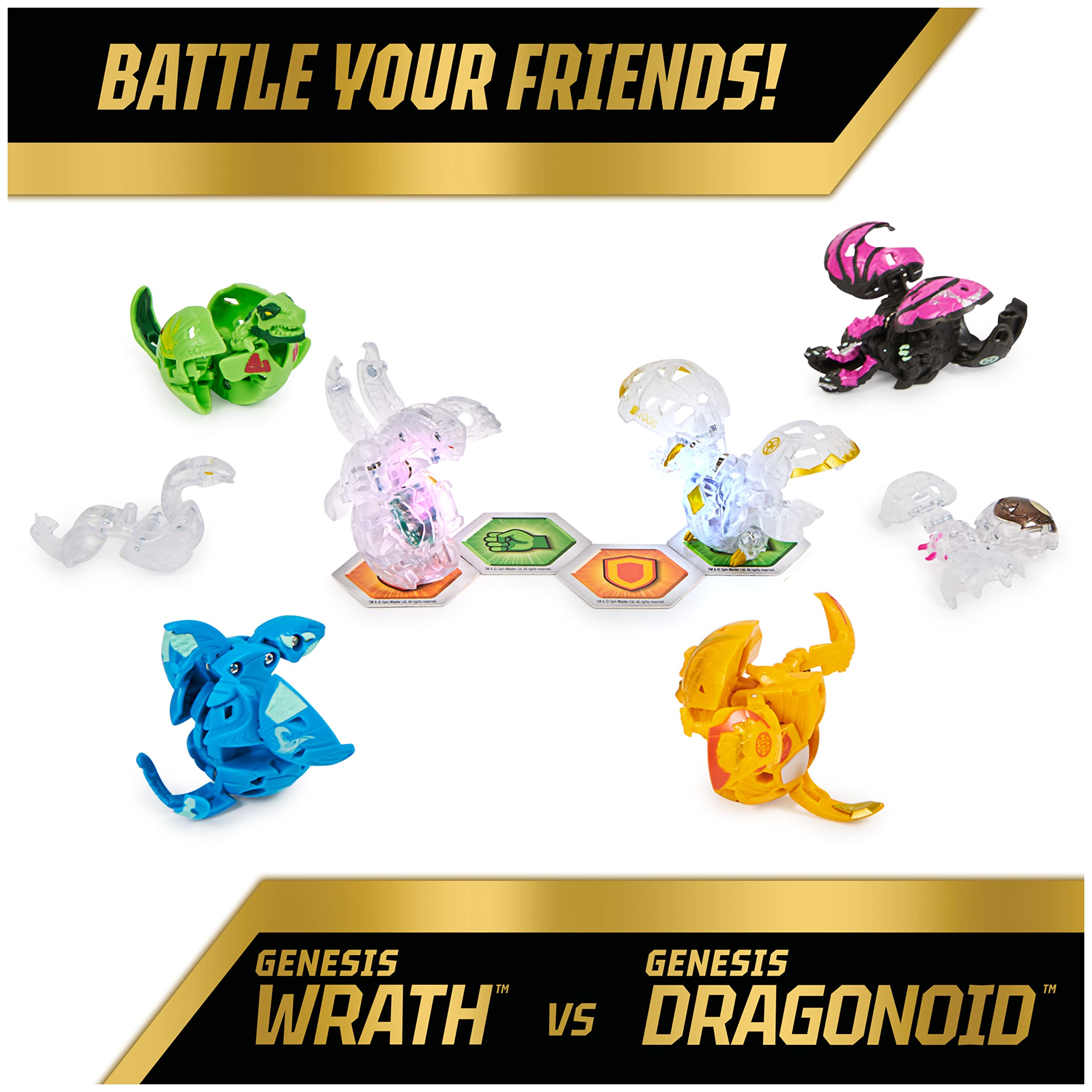 Bakugan Evolutions, Bakugan Genesis Collection Pack, 2 Light Up Bakugan Action Figures, 4 Exclusive Bakugan, 2 Nanogan, 8 Bakugan Cards and 4 BakuCores, Kids Toys for Boys Ages 6 and Up