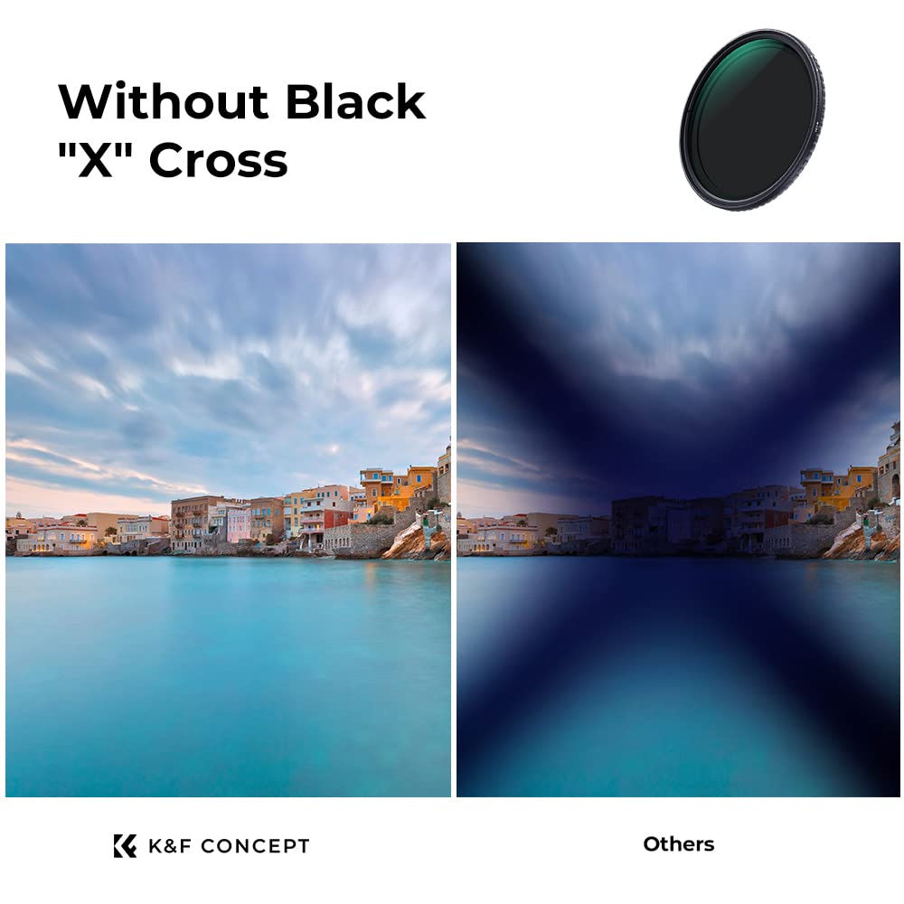 K&F Concept 49mm Variable ND Filter ND2-ND32 Camera Lens Filter (1-5 Stops) No X Cross HD Neutral Density Filter with 28 Multi-Layer Coatings Waterproof (Nano-X Series)