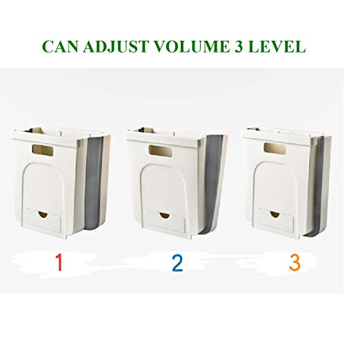 Upgrate Foldable Trash Can 9L Hanging Folding Garbage Bin with Waste Bag Pocket for Home & Portable Outdoor Collapsible Trash Bin (White)