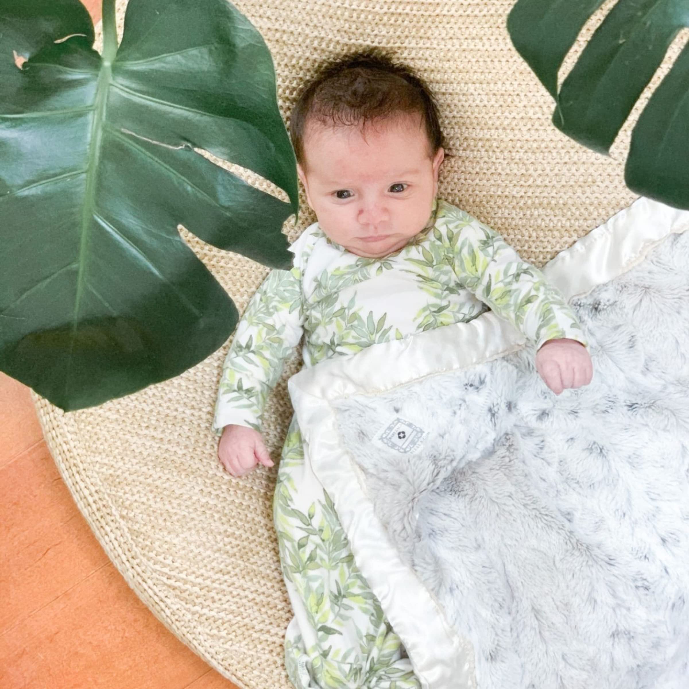 ZALA MOON Zalamoon Luxie Pocket Plush Baby Toddler Security Blanket with Pacifier Strap and Corner Pocket (Snow Leopard) - No More Lost Binkies