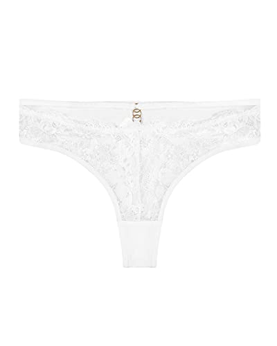 Banamic Womens Panties Thong Lace G-String T-Back Panties Strappy Panties Sexy White