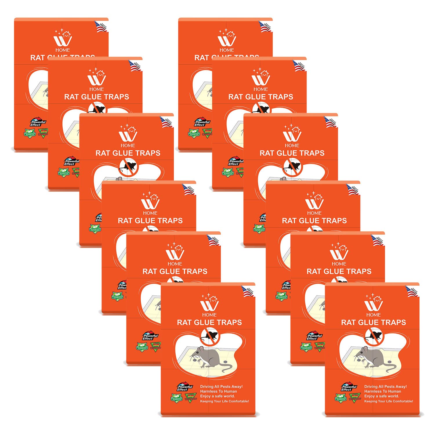 WBM Home Rat Pads, Enhanced Stickiness, Equipped with Protective Cover Glue Traps, 12 Count, Small