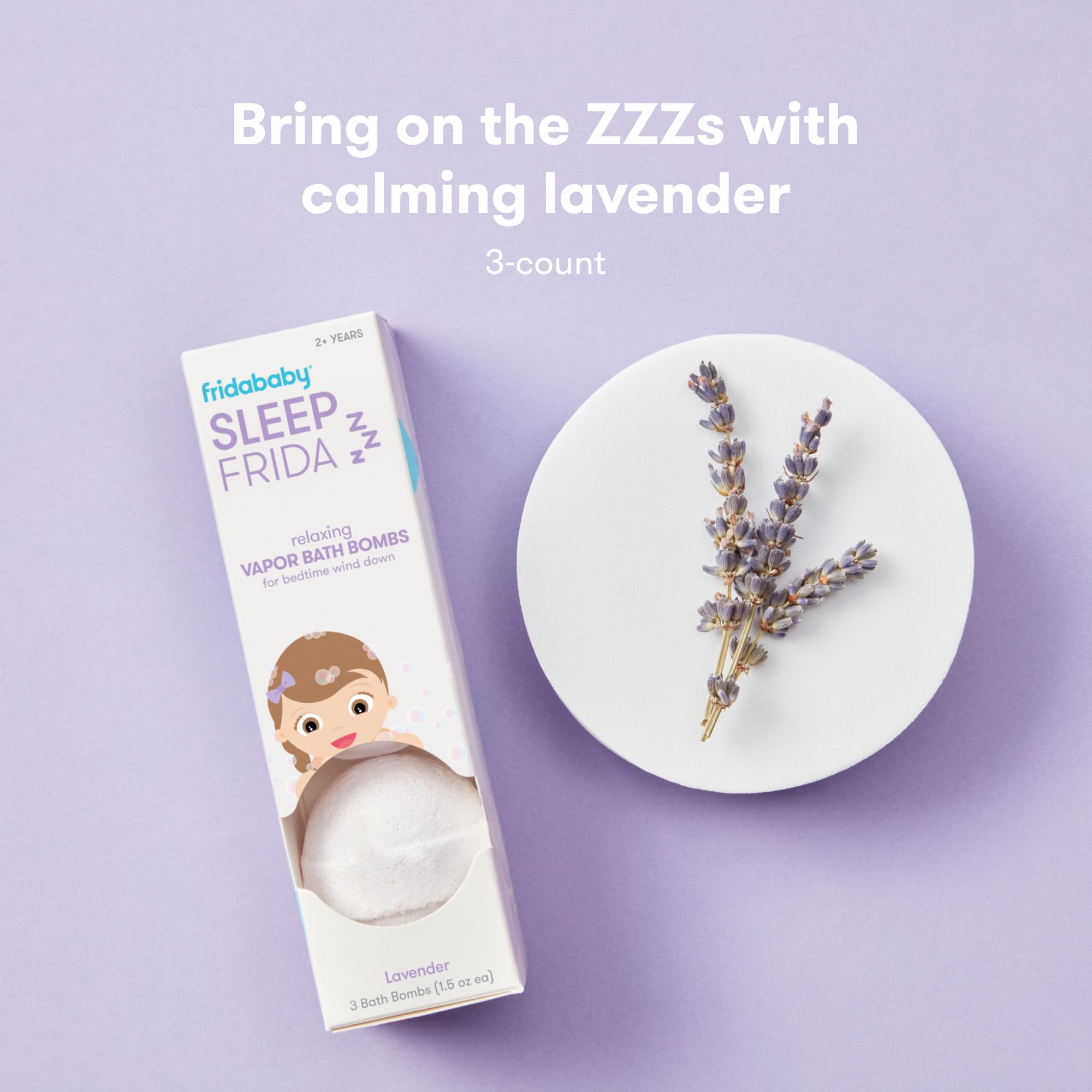 Frida Baby Natural Sleep Bath Bombs, Lavender Essential Oil Bath Bombs for Bedtime, Valentines Day Gifts for Kids, Relaxing & Calming Shower Bombs with Aromatherapy Oil for Better Sleep