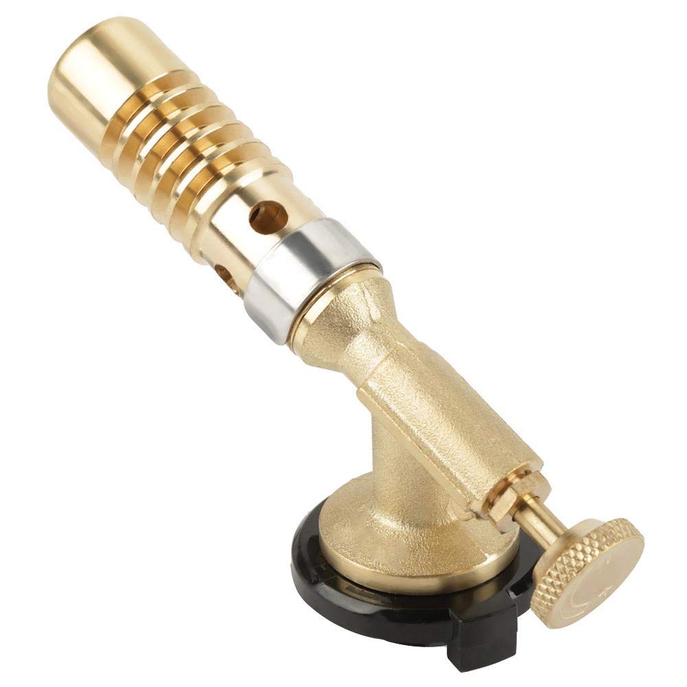 A sixx Flame Gun, Professional Portable Brass Kitchen Cooking Gas Butane Culinary Manual Torch Welding BBQ Flame Gun for Camping Home Culinary School