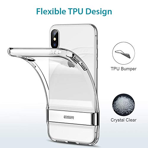 ESR Metal Kickstand Case for iPhone XR, [Vertical and Horizontal Stand] [Reinforced Drop Protection] Flexible TPU Soft Back for The iPhone XR, Clear