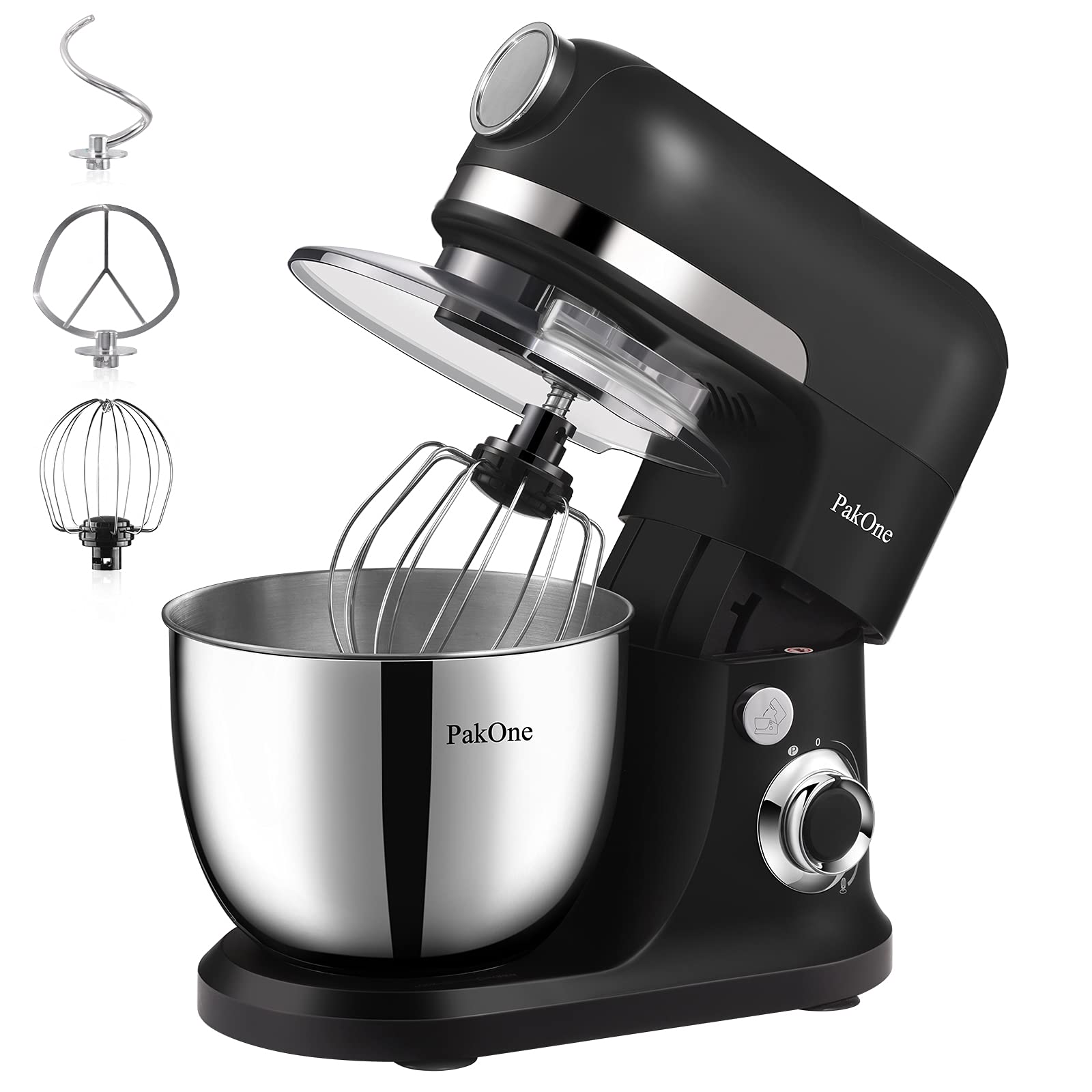 BONISO Stand Mixer,6.5-QT 800W 6-Speed Tilt-Head Food Mixer, Kitchen Electric Mixer with Dough Hook, Wire Whip & Beater