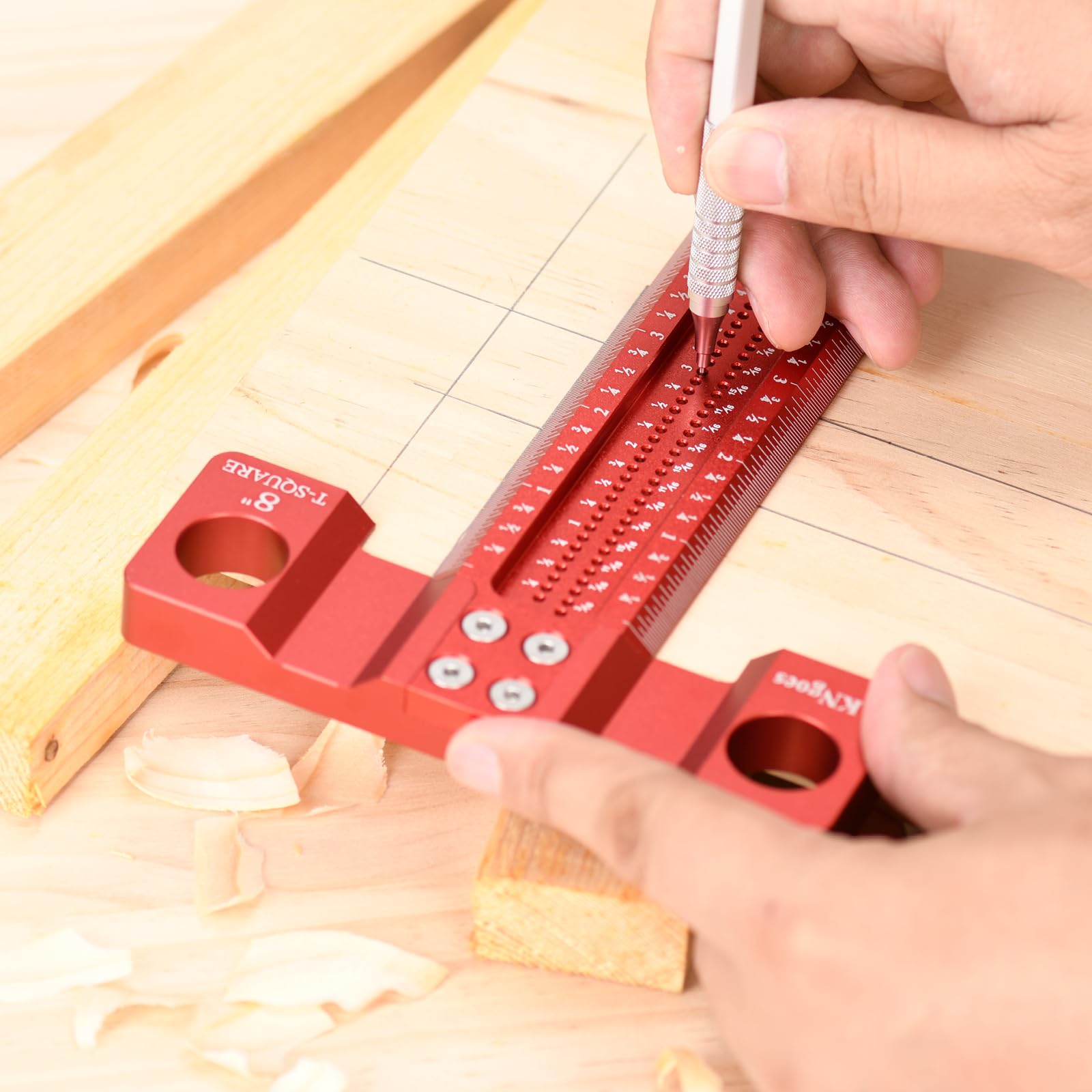 AKNgoes Woodworking Scriber T-Square Ruler 12in with Thoughtful Support Lips, Architect Ruler for Carpenter Work, Layout and Measuring Tools…