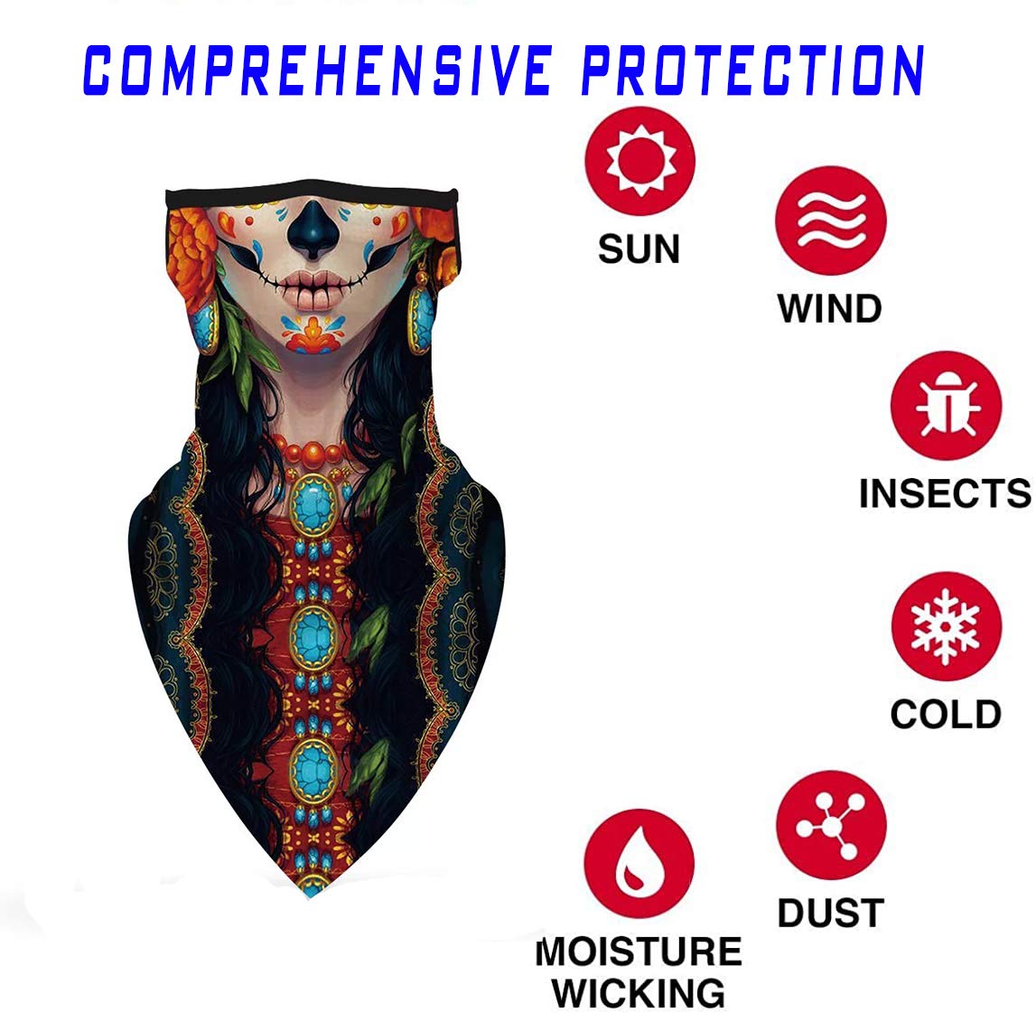 Hedian Neck Gaiter Face Mask Reusable Printed Face Mask Balaclava Fishing Mask Sport Cloth Washable