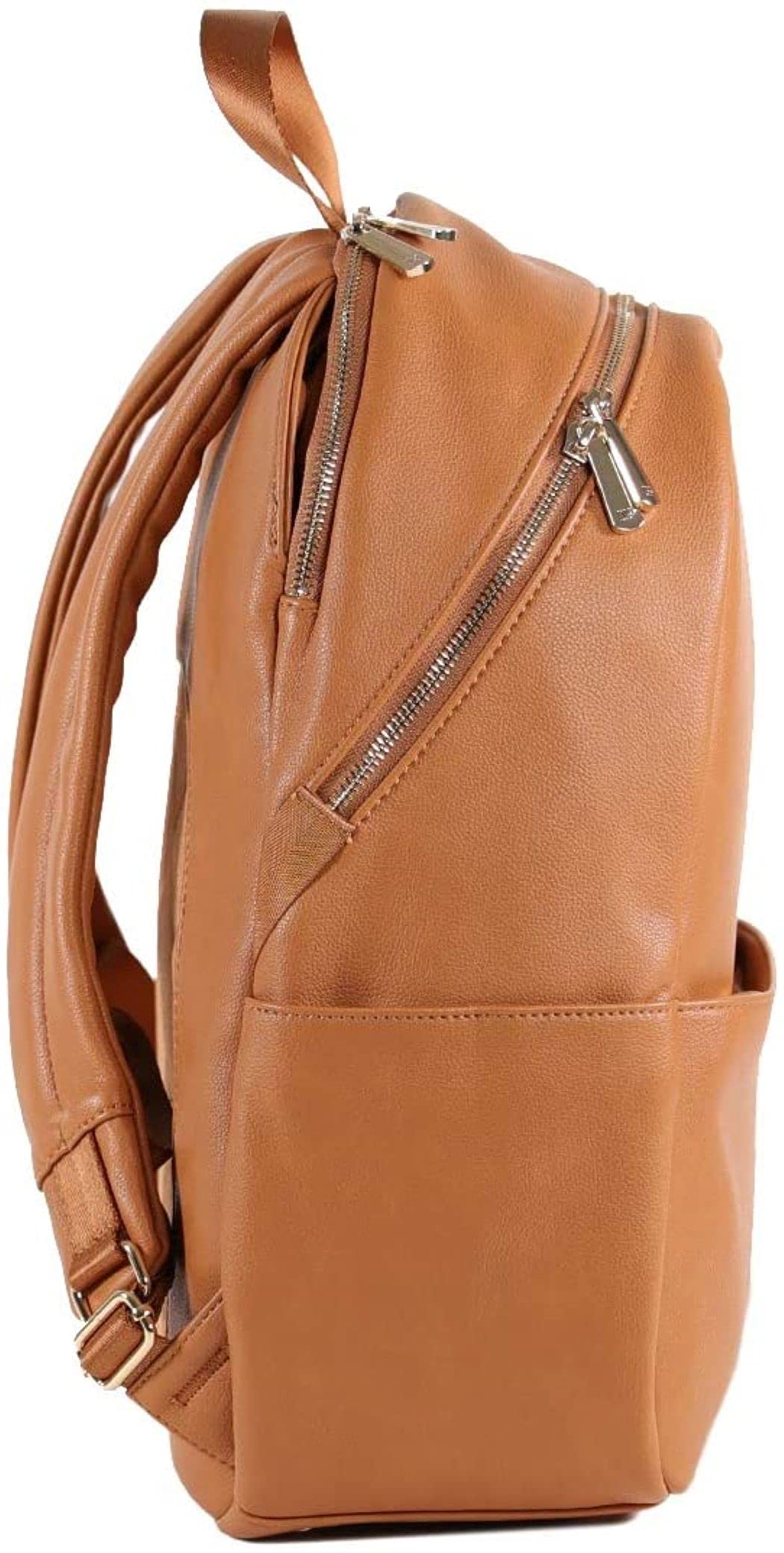 Little Unicorn Skyline Backpack β Diaper, Work, Travel Bag with Changing Pad - Premium Vegan Leather β Lightweight & Durable Design β 5 Interior Pockets β Easily Wipes Clean (Cognac)