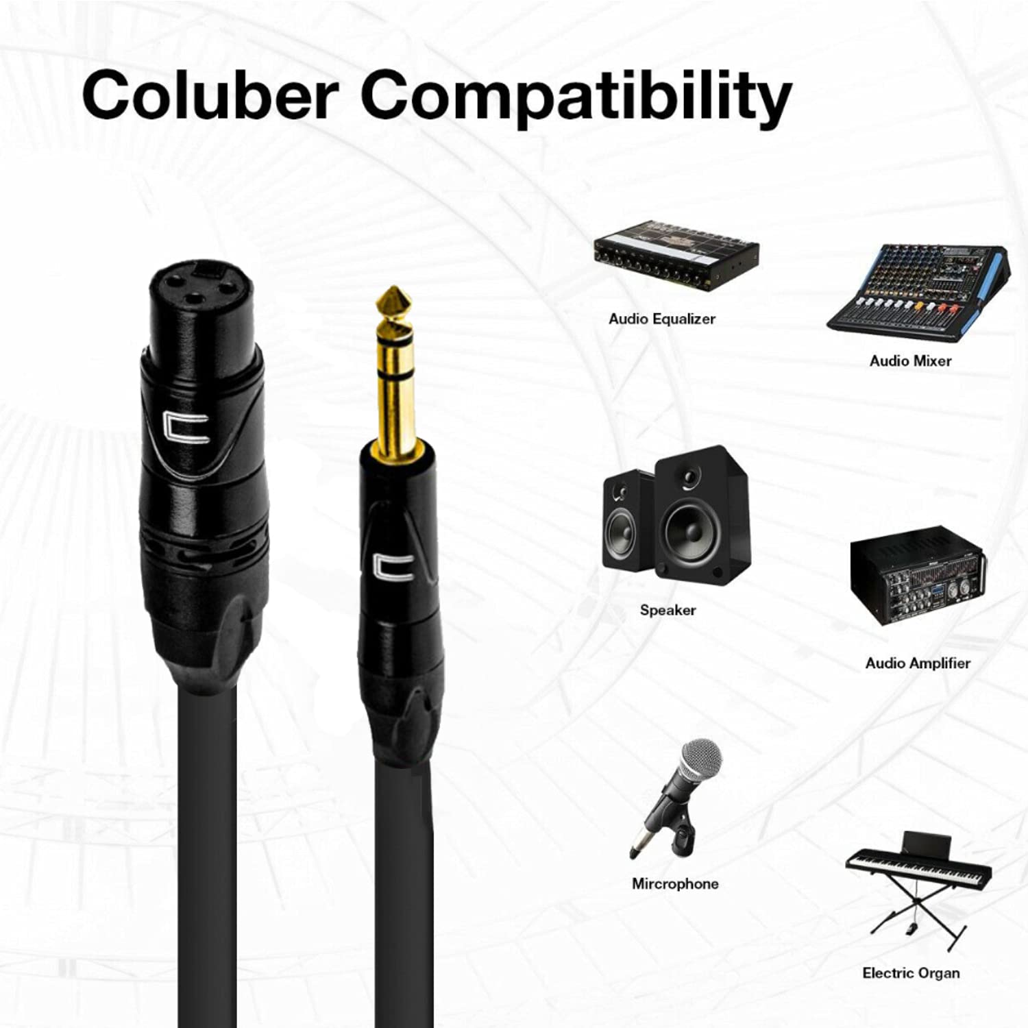 Balanced XLR Cable Female to 1/4" TRS Male - 100 Feet Blue - Pro 3-Pin Microphone Connector for Powered Speakers, Audio Interface or Mixer for Live Performance & Recording